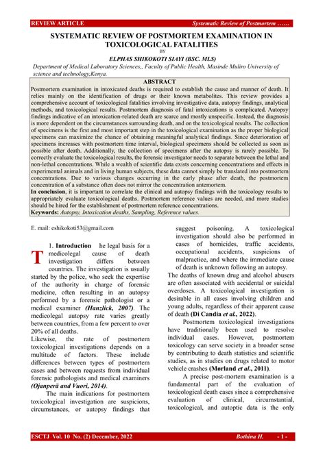 Pdf Systematic Review Of Postmortem Systematic Review Of Postmortem Examination In