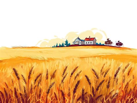 Premium Ai Image A Drawing Of A Wheat Field With A House In The