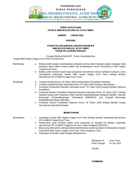 Struktur Organisasi Laboratorium Ipa Pdf