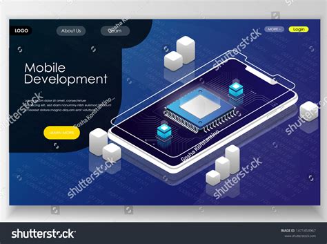 Mobile Development Concept Big Cpu On Stock Vector Royalty Free 1471453967 Shutterstock
