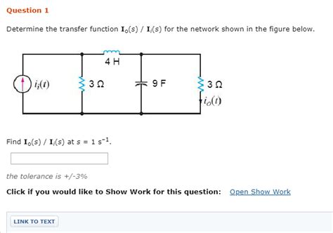 solved question 1 determine the transfer function io s i s