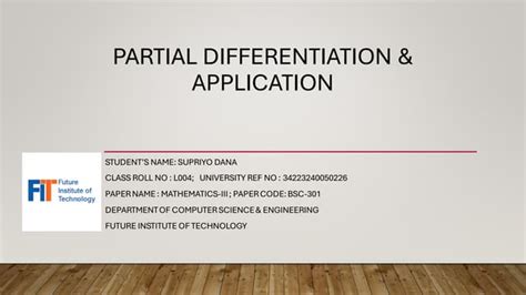 Partial Differentiation And Application Ppt