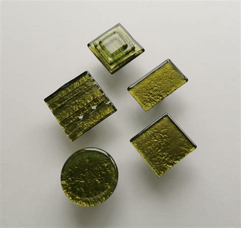 Modern Olive Green Fused Glass Knob Dark Green Glass Knob Etsy
