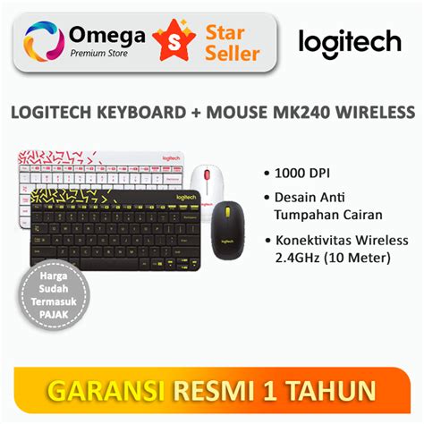 Jual Logitech Keyboard Mouse Nano Receiver Wireless Mk240 Shopee Indonesia
