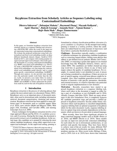Pdf Keyphrase Extraction From Scholarly Articles As Sequence Labeling