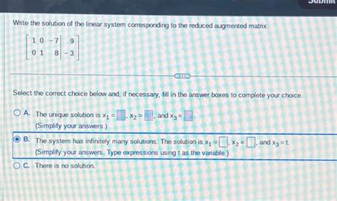 Solved Write The Solution Of The Linear System Corresponding