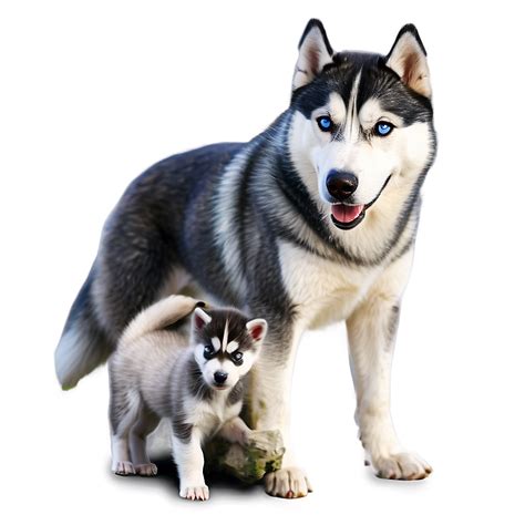 Siberian Husky With Puppies Png Qkj Png Image