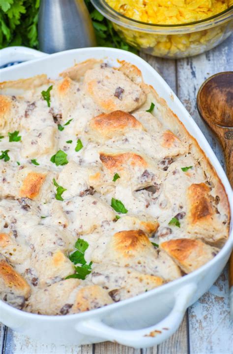 Sausage Gravy And Biscuits Casserole The Quicker Kitchen