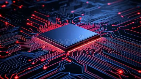 Computer System Background With Processor And Electronic Circuit Artificial Neurons Data