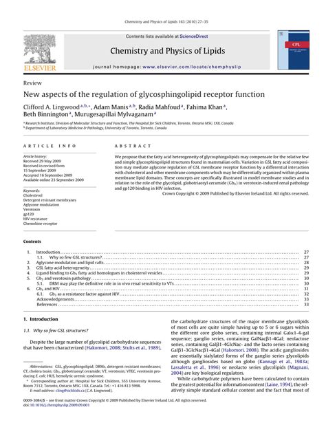Pdf New Aspects Of The Regulation Of Glycosphingolipid Receptor Function