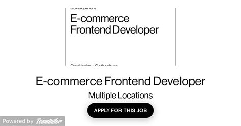 E Commerce Frontend Developer Grebban