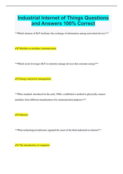 Industrial Internet Of Things Questions And Answers 100 Correct Industrial Internet Of Things