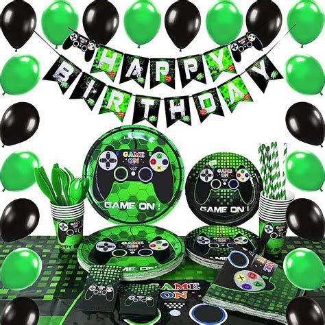130 Pcs Gamer Themed Birthday Party Decorations Set With Balloons