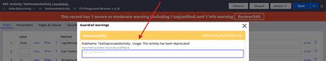 guardrail warning for deprecated functions in pega support center