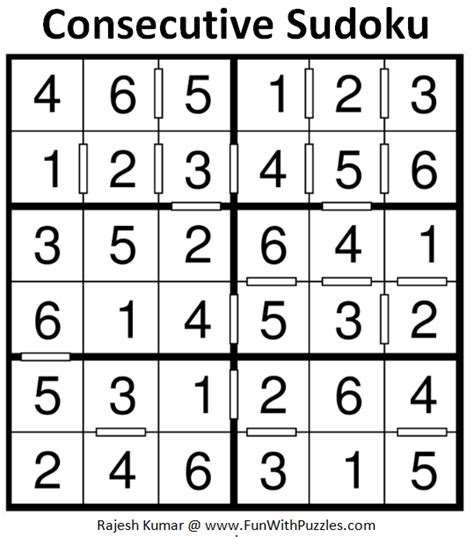 Consecutive Sudoku Mini Sudoku Series 79 Solution