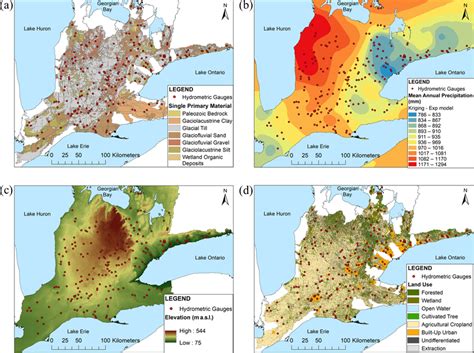 raster datasets illustrating a the dominant surficial material b