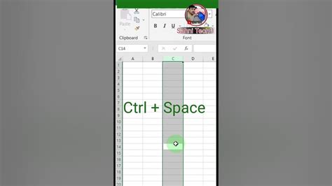 shortcut keys to select column and row shorts ytshorts excel youtube