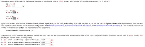 solved a use euler s method with each of the following
