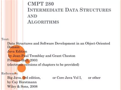 Ppt Cmpt 280 Intermediate Data Structures And Algorithms Powerpoint Presentation Id3180309