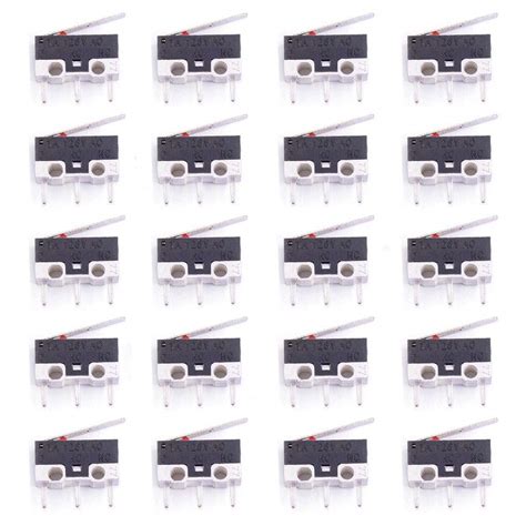 Daoki 20pcs Micro Switch Ac 1a 125v 3pin Spdt Nonc Hinge Lever Momentary Push Button Micro