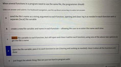 Solved When Several Functions In A Program Need To Use The