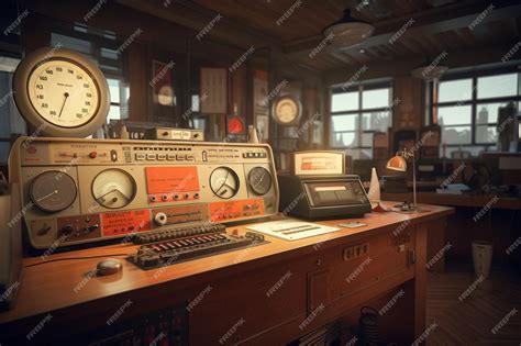 A Vintage Radio Station Control Room With Analog E 00420 01 Premium Ai Generated Image
