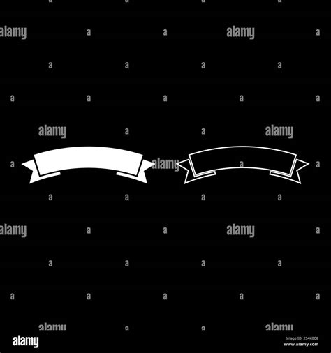 Ribbon Banner Advertising Banner Icon Outline Set White Color Vector