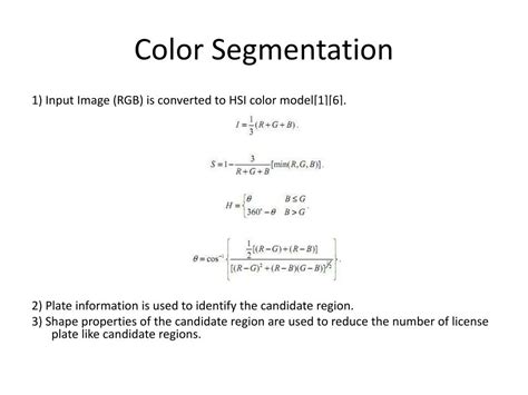 Ppt Vehicle License Plate Detection Algorithm Based On Statistical Characteristics In Hsi