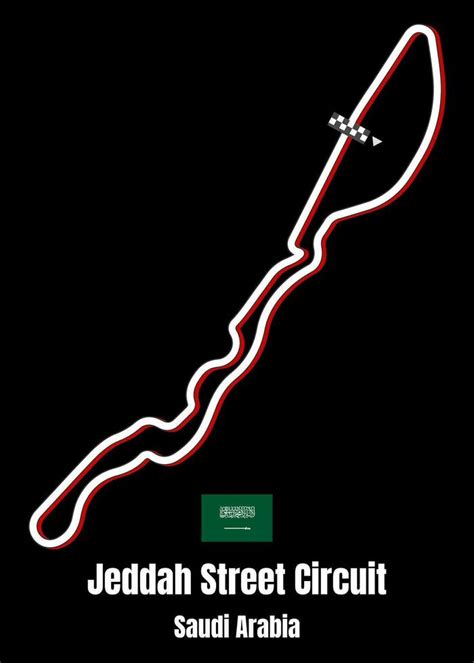 Jeddah Street Circuit Saudi Arabia Map Poster 35033039 Vector Art At Vecteezy
