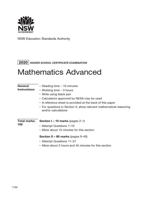 2020 hsc mathematics advanced pdf mathematics