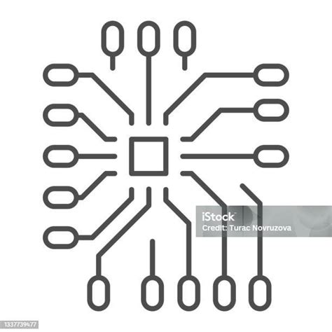 프로세서 씬 라인 아이콘 전자 개념 흰색 배경에 Pcb 벡터 사인 모바일 개념 및 웹 디자인을 위한 윤곽 스타일 아이콘에 대한