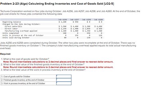 solved problem 2 23 algo calculating ending inventories