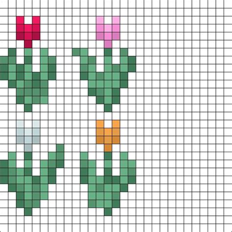 Minecraft Tulips Kandi Pattern Minecraft Pixel Art Pixel Art