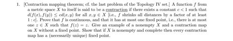 Solved Contraction Mapping Theorem Cf ﻿the Last Problem