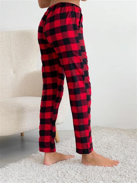 Женские штаны манжет фланель COSY клетка красный/черный: продажа, цена ...