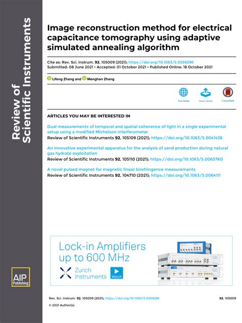 Pdf Image Reconstruction Method For Electrical Capacitance Tomography