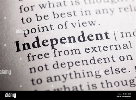 Fake Dictionary Dictionary Definition Of The Word Independent Stock Photo Alamy