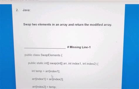 Java Swap Two Elements In An Array And Studyx