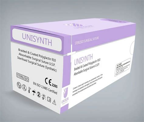 Violet Absorbable Braided Coated Poly Glycolide Co L Lactide Polyglactin Packaging Type Box At