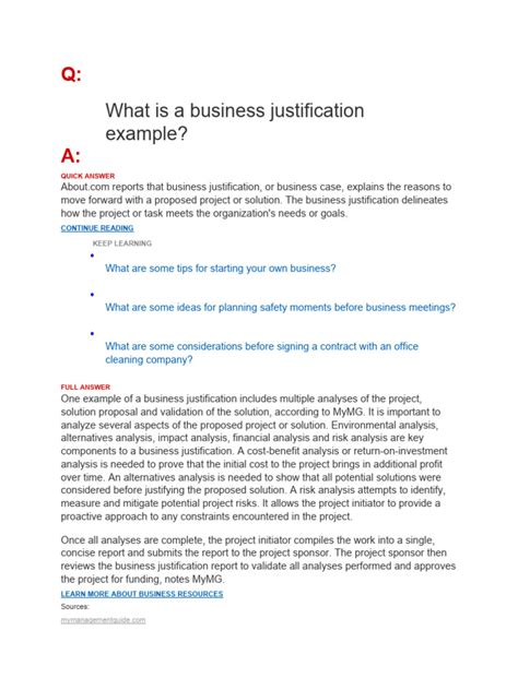 Business Justification Pdf Risk Management Risk