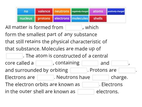 Electron Theory Missing Words Complete The Sentence