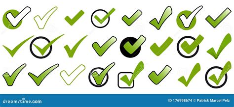 Collection Green Check Marks Stock Vector Illustration Of Okay Reply