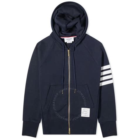 Thom Browne Navy 4 Bar Loopback Full Zip Hoodie Brand Size 0 X Small
