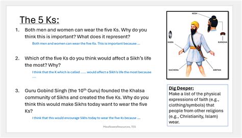 The 5 Ks Lesson Teaching Resources