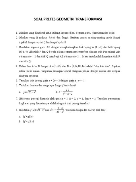 Soal Pretes Geometri Transformasi Pdf