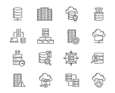 premium vector database network server and cloud storage icons