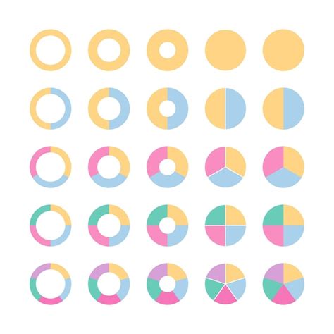 Premium Vector Colored Segments Pie Diagram Template Circle Graph Collection Circular