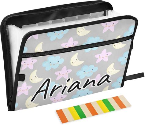 Custom Gray Star Moon Expanding File Folders 13 Pockets Accordion File Folder With Labels