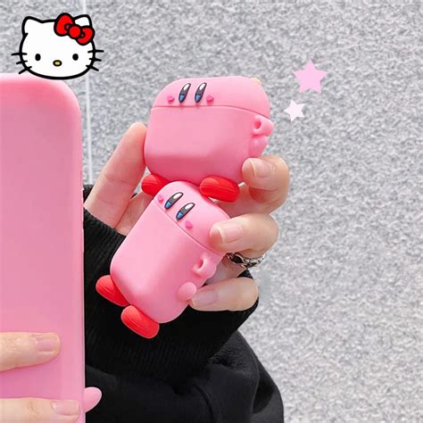 별의 커비 커비 이어폰 케이스 카와이 산리오 애니메이션 3d 블루투스 헤드폰 실리콘 보호 케이스 애플 에어팟 1 2 3