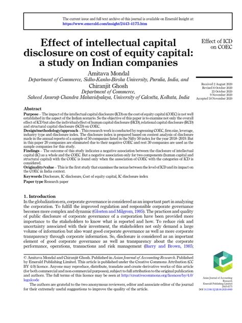 Effect Of Intellectual Capital Of Cost Equity India Pdf Multicollinearity Linear Regression